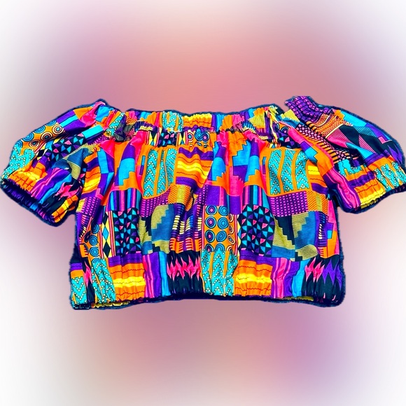 Tops | Purple Kente Offshoulder Crop Top Ankara Offshoulder Top Woman ...